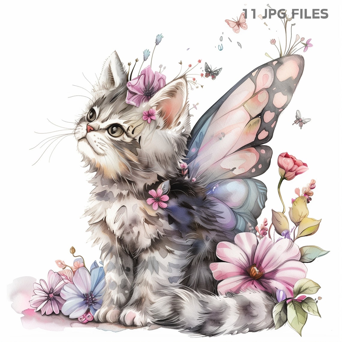 Fairy Cat Clipart for Mystical Junk Journals, Instant Download ...