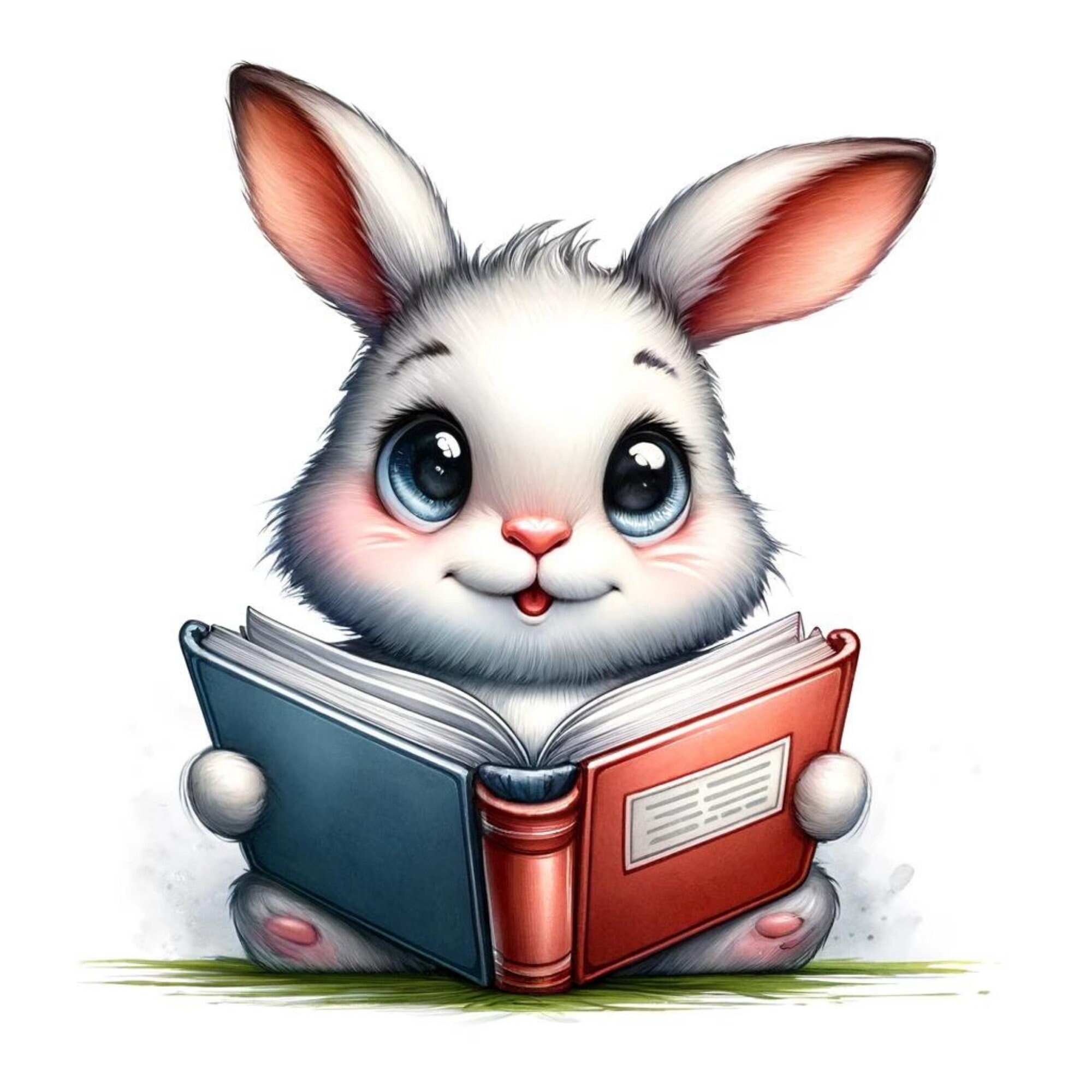 Bunny and Book Watercolor Clipart Bundle, Digital Download for ...