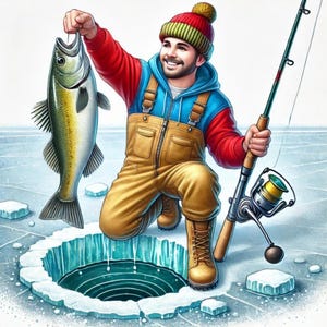 Digital Ice Fishing Clipart Set JPG Images for Scrapbooking and Digital ...