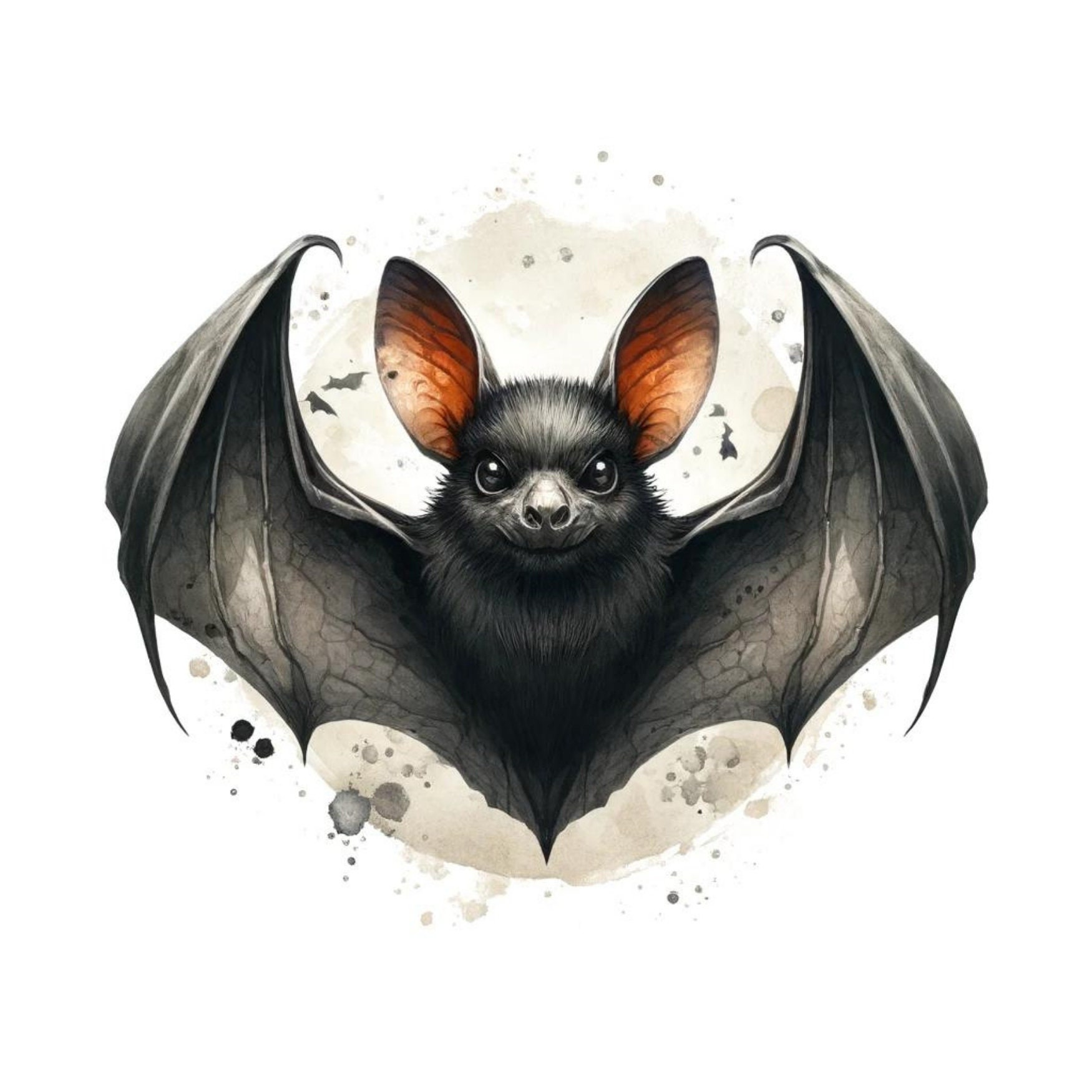 Vintage Watercolor Halloween Bat Clipart Bundle, Digital Crafting ...