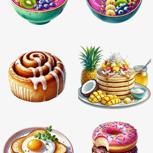 Breakfast Watercolor Clipart, Food Illustration for Digital Journals ...