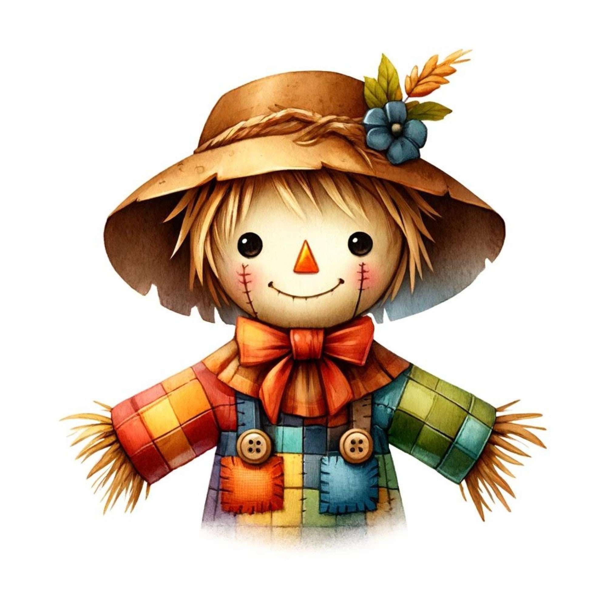 Fall Scarecrow Clipart, Vintage Watercolor Graphics, Digital Crafting ...