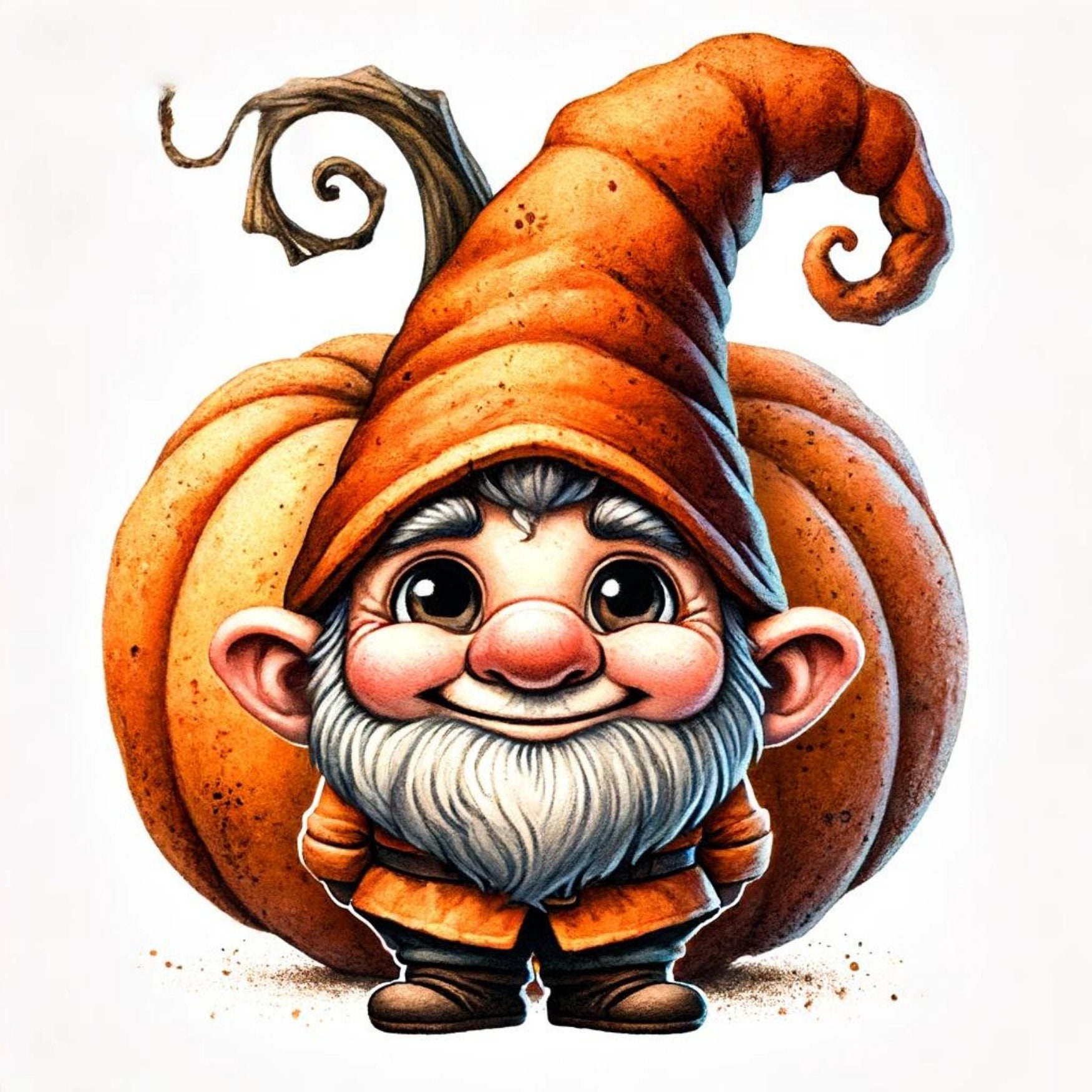 Funny Pumpkin Gnome Clipart, Digital Images for Junk Journals, Autumn ...