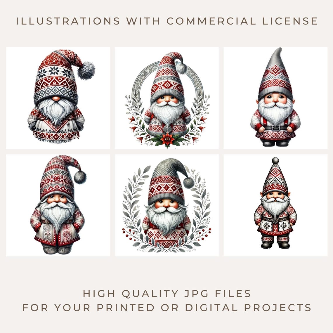 Nordic Tomte Gnome Clipart, Watercolor Images, Junk Journal, Christmas ...