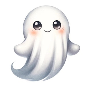 Cute Kawaii Ghost Clip Art Bundle, Retro Halloween, Collage Images ...