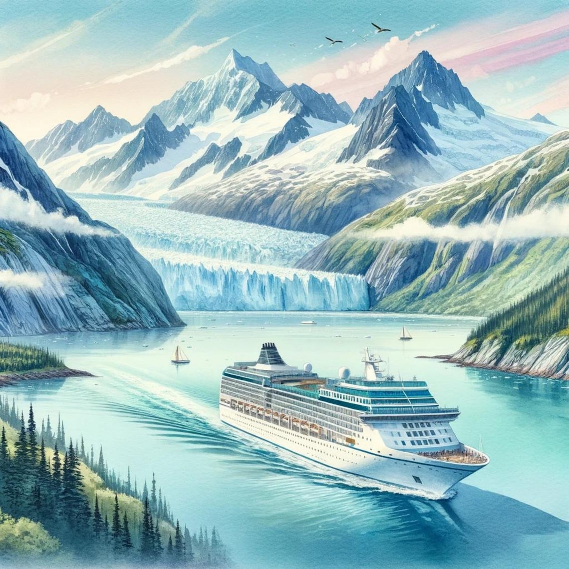 Alaska Cruise Landscape Digital Clipart Bundle, Instant Download for ...