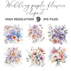Watercolor Pastel Wedding Flowers Clipart, Digital Download for Invites ...