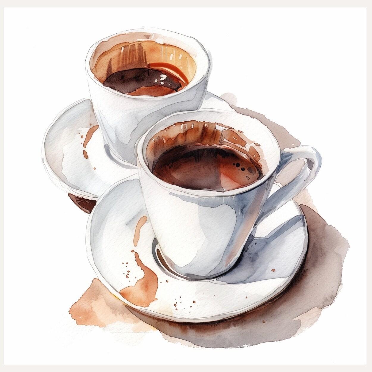 9 Watercolor Coffee Cups Clipart Set, Digital Art for Scrapbooking and ...