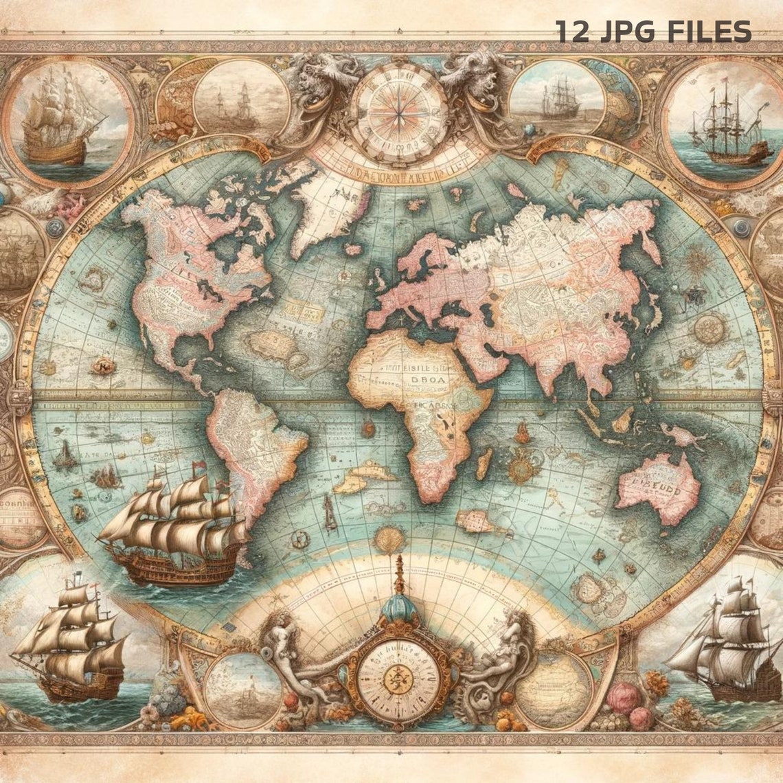 Old Retro Map Digital Paper Pack, Vintage Patterns for Creative ...