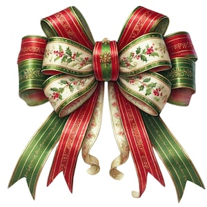 Christmas Coquette Bow Clipart Set, Digital Download for Scrapbooking ...