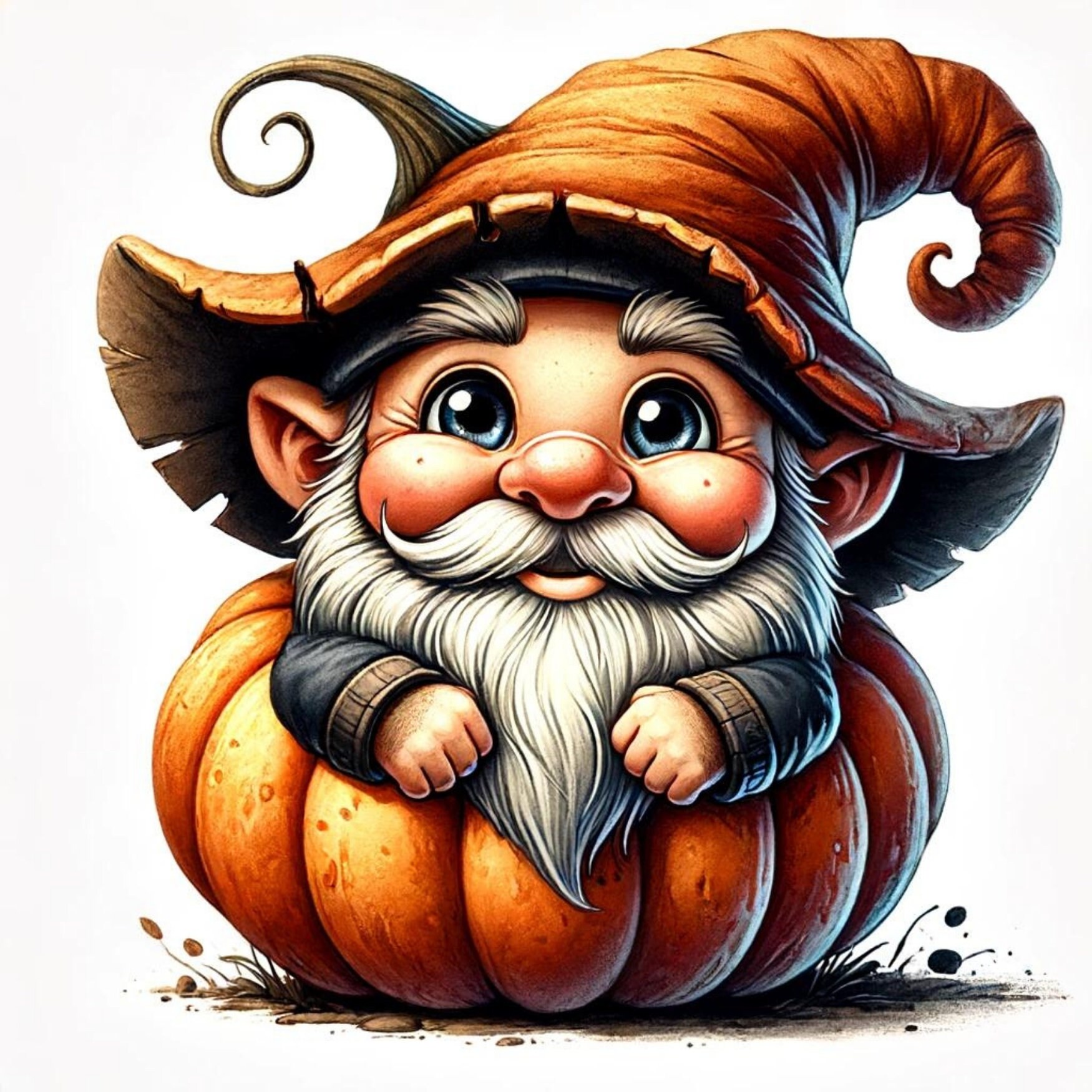 Funny Pumpkin Gnome Clipart, Digital Images for Junk Journals, Autumn ...