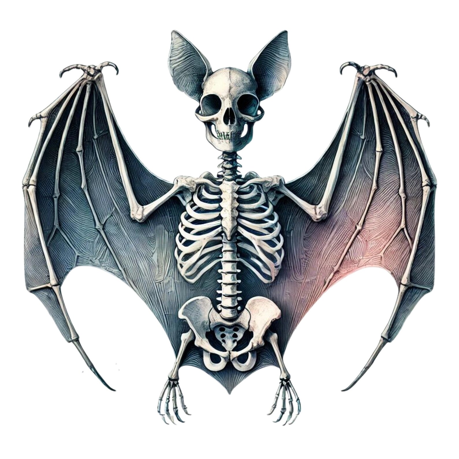 Vintage Bat Skeleton Clipart, Halloween Images for Junk Journals ...