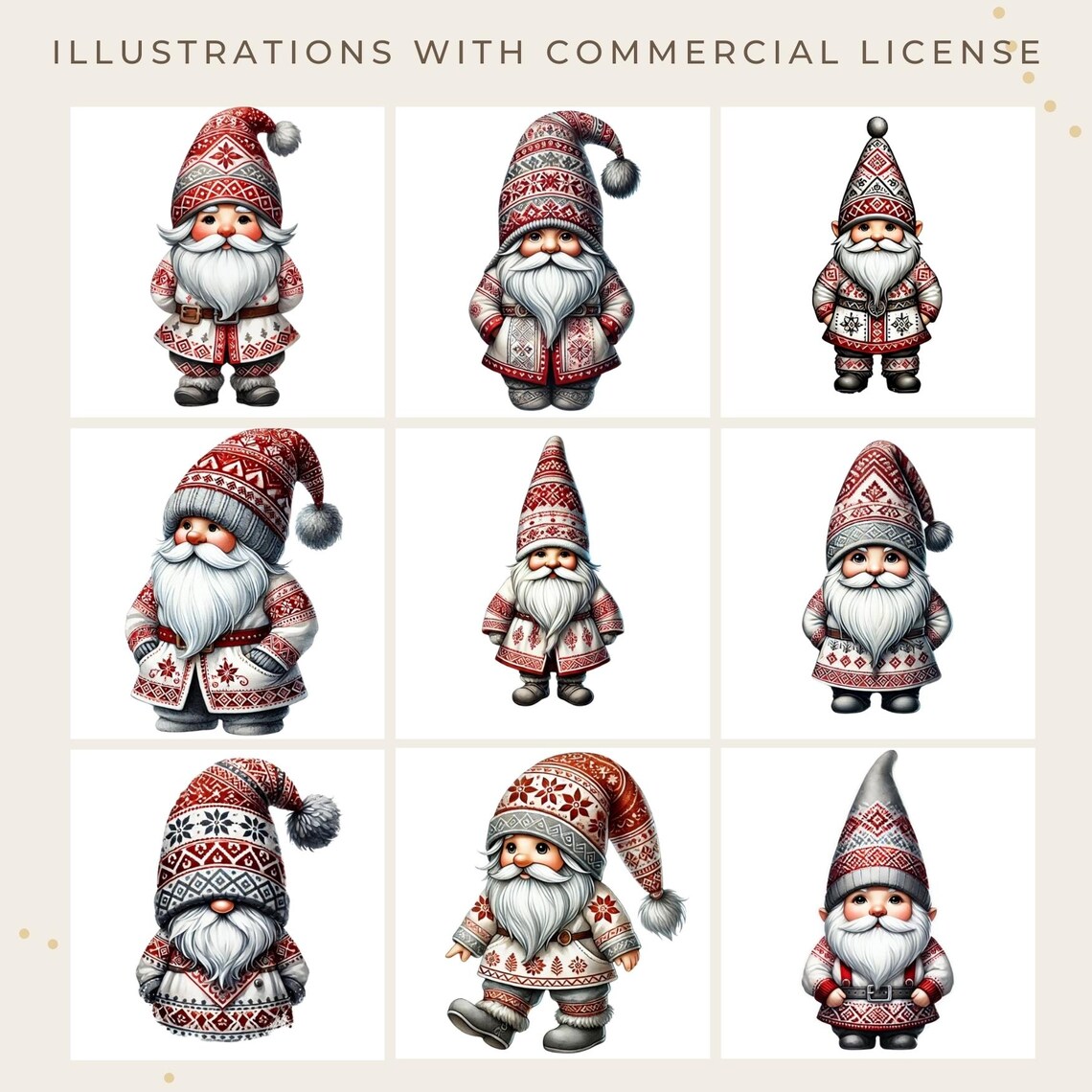 Nordic Tomte Gnome Clipart, Watercolor Images, Junk Journal, Christmas ...