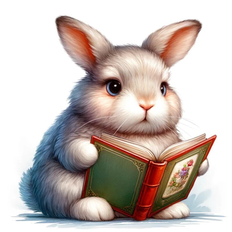 Bunny and Book Watercolor Clipart Bundle, Digital Download for ...