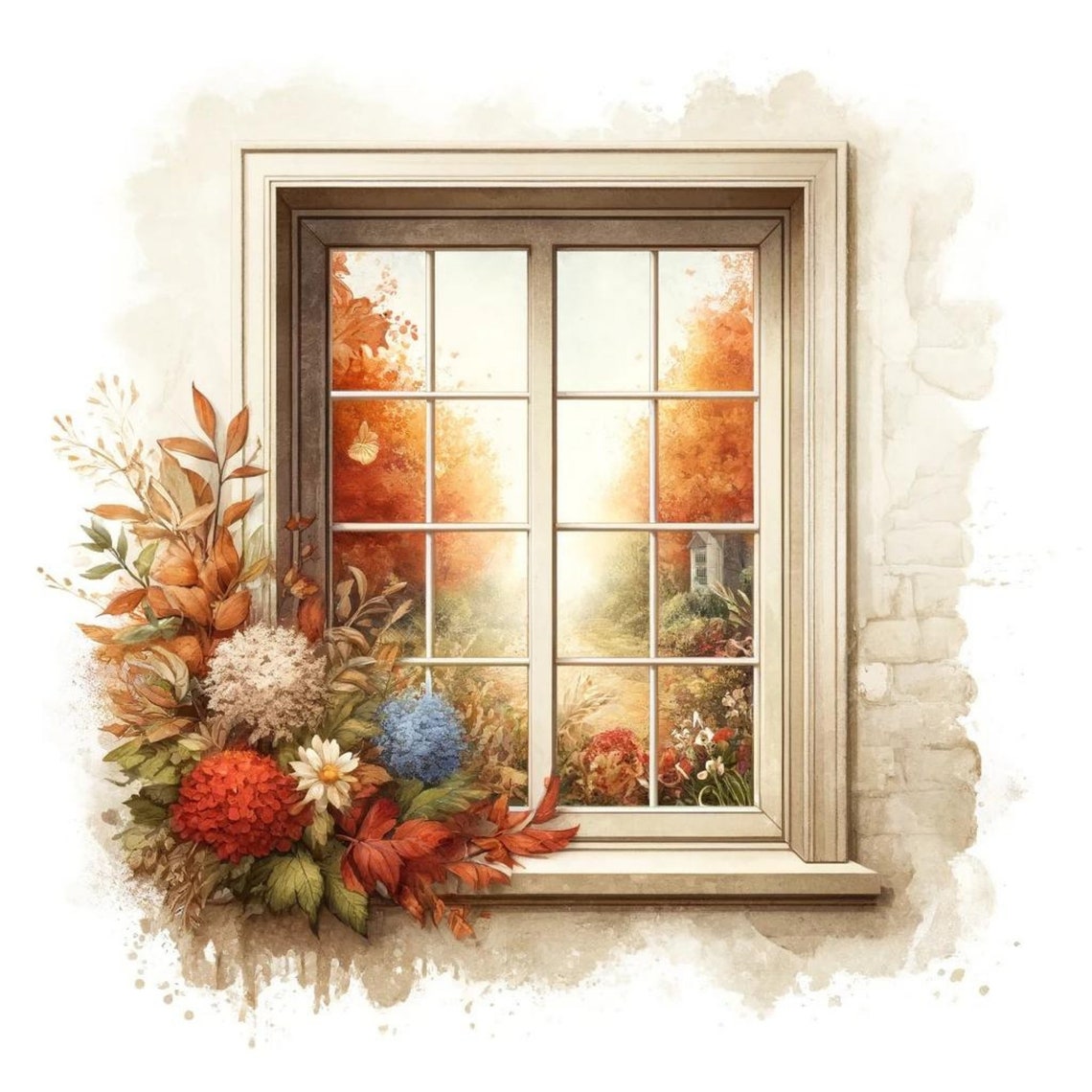 Autumn Window Clipart Bundle for Creative Projects and Shabby Decor ...