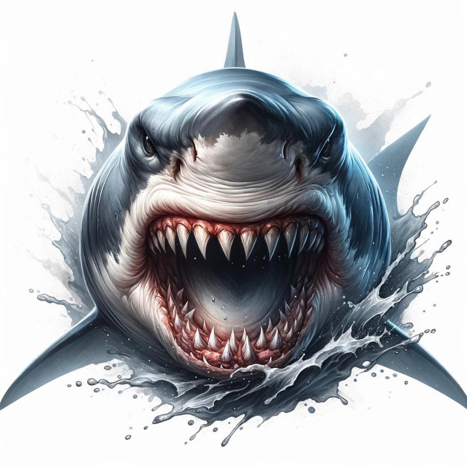 Angry Shark Digital Clipart, Ocean Designs for DIY Projects and Digital ...
