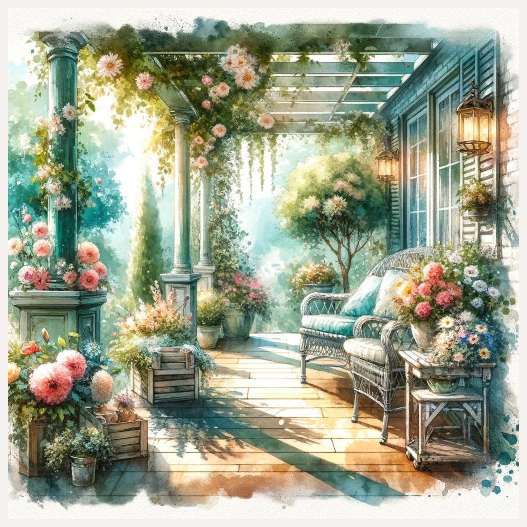 11 Shabby Chic Outdoor Porch Decor Kit, Paper Craft, Front Porch ...