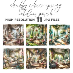 11 Shabby Chic Outdoor Porch Decor Kit, Paper Craft, Front Porch ...