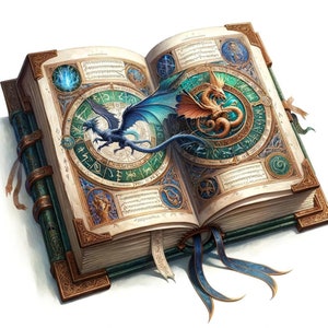 Fantasy Book Clipart Set, Digital Crafting Images for Collage ...