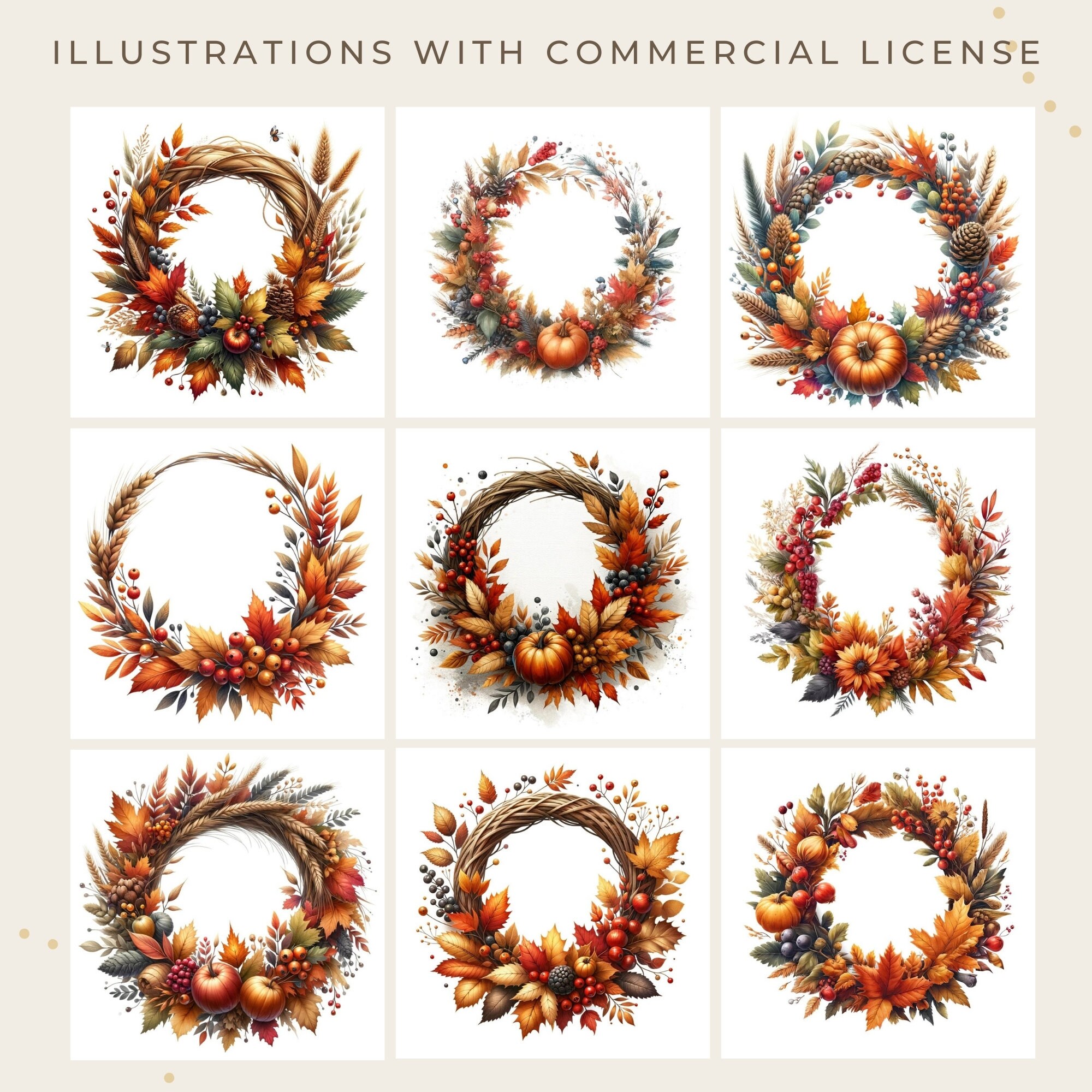 Fall Floral Frames Digital Clipart Set, Thanksgiving Junk Journaling ...