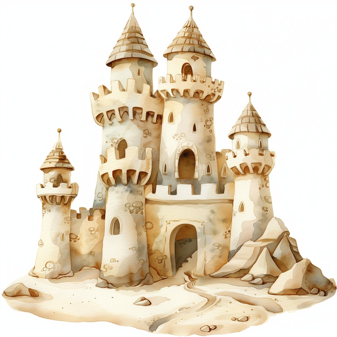Sand Castle Clipart for Scrapbooking, Commercial Use Digital Art ...