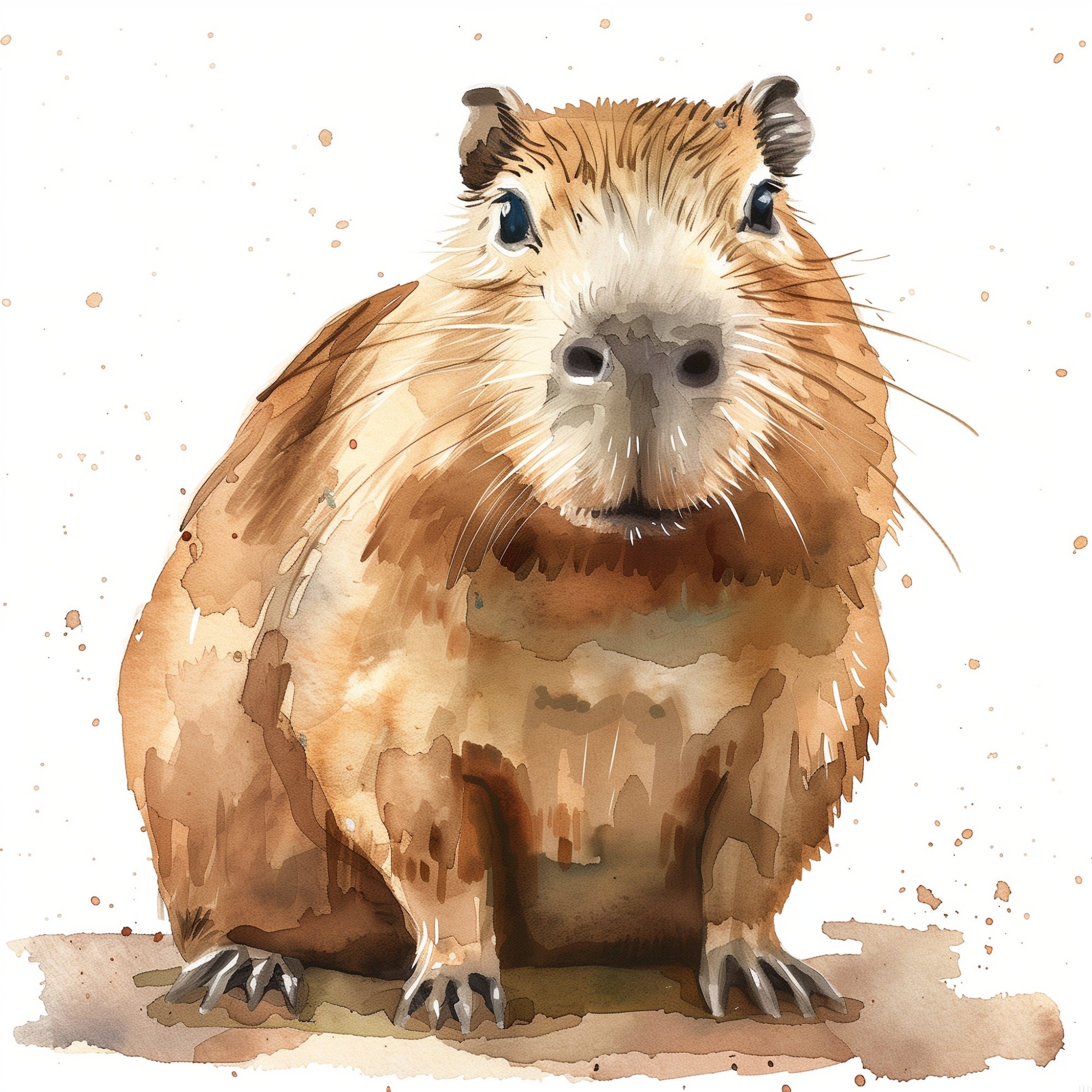 Wild Capybara Watercolor Clipart Set for Commercial Use, Instant ...