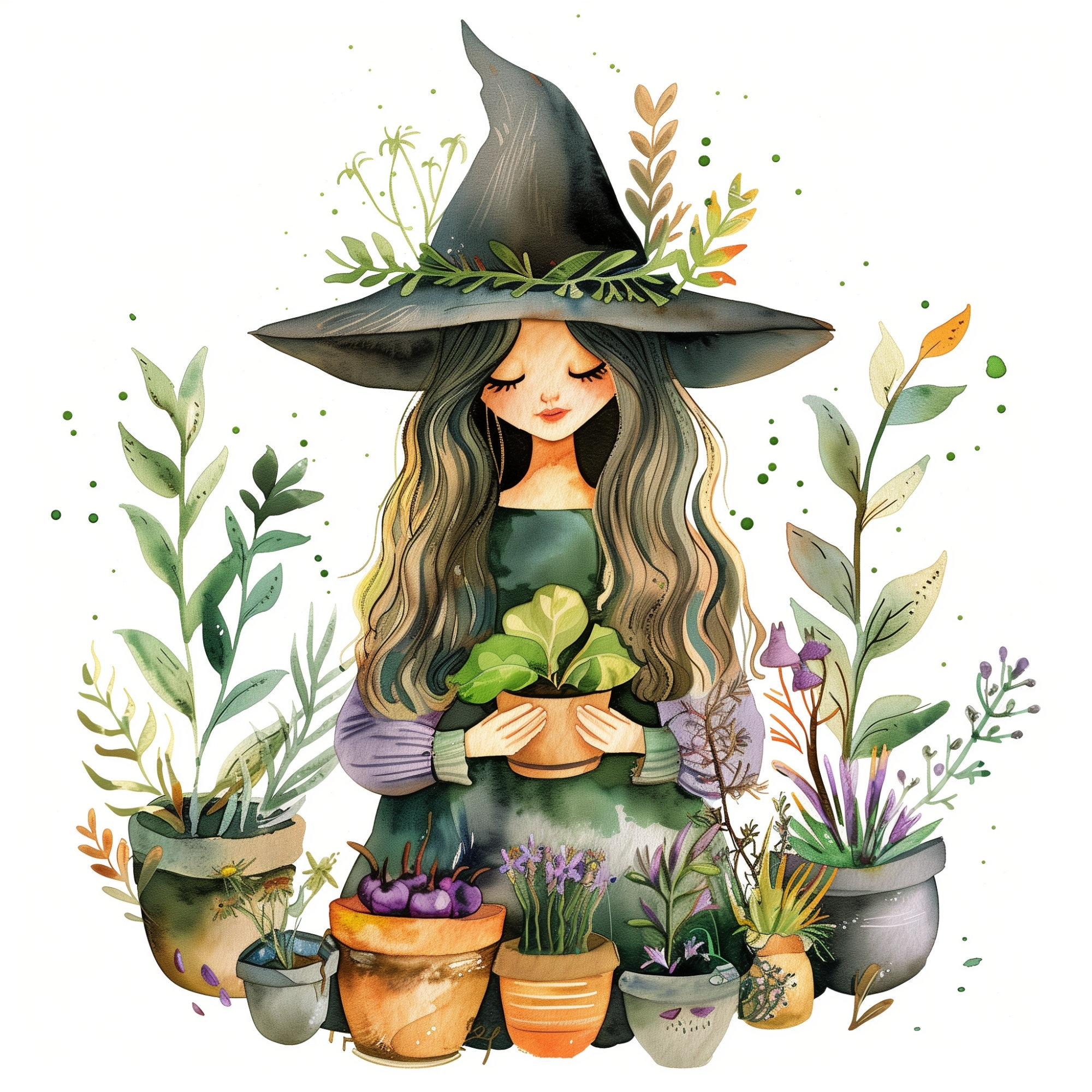 Green Witch Plant Clipart, Junk Journal, Instant Download Scrapbook ...