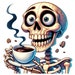 Skeleton With Coffee Cup Clipart, Watercolor Junk Journal Images ...