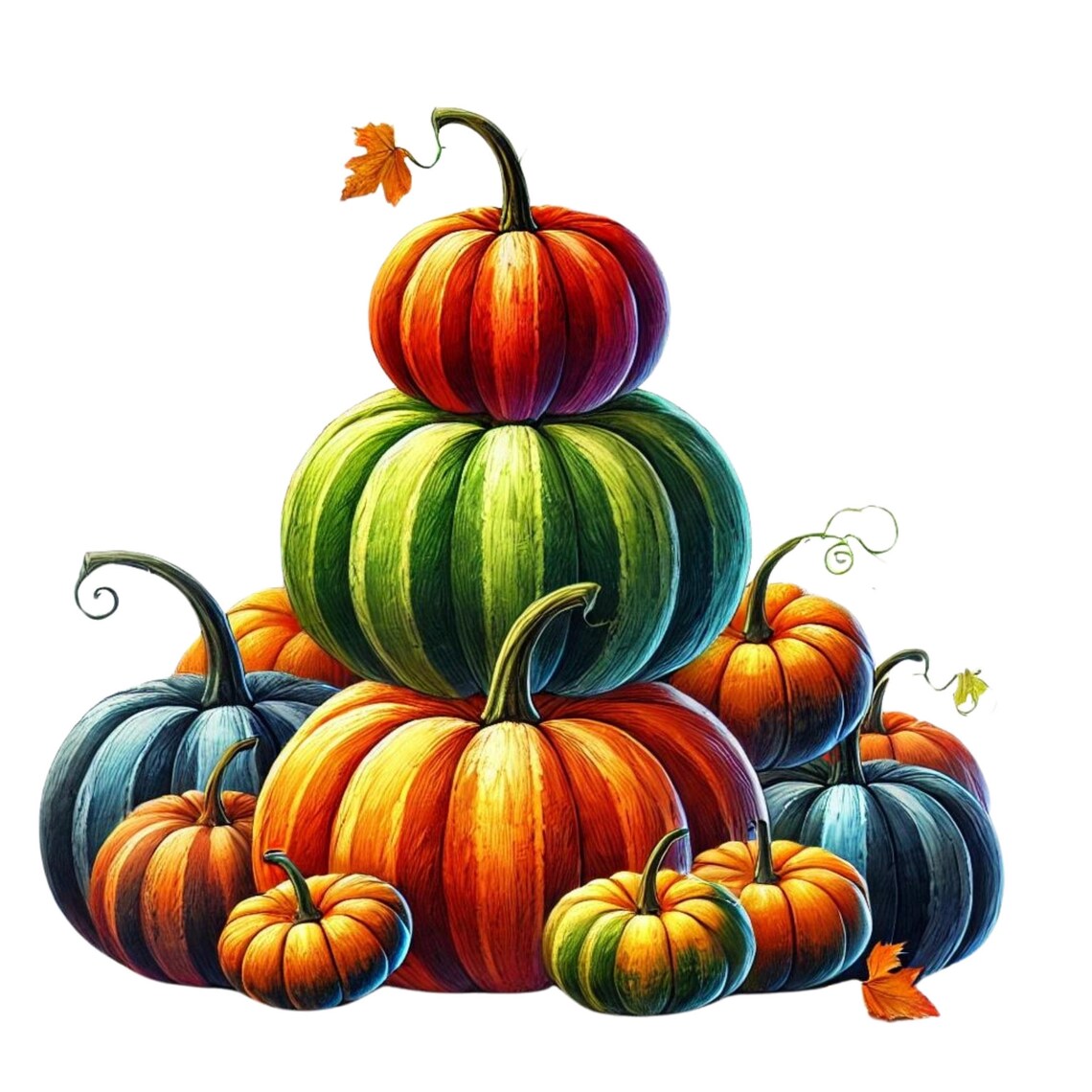 Colorful Pumpkin Stack Clipart for Fall Sublimation, Digital Download ...