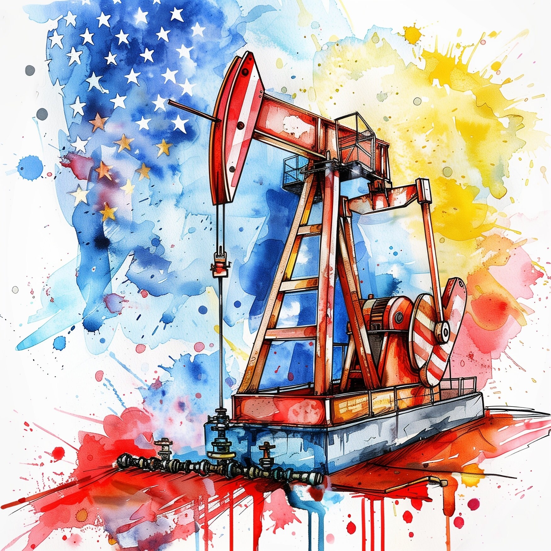Oil Platform Graphic Design, Oilfield Clip Art for Sublimation Designs ...