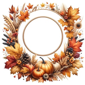 Autumn Floral Frame Clipart Bundle, Digital Crafting Watercolor Images ...