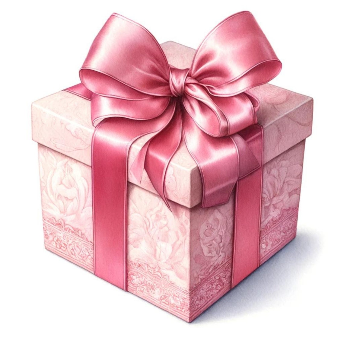 Pink Wrapped Present Clipart Bundle for Digital Crafting, Watercolor ...