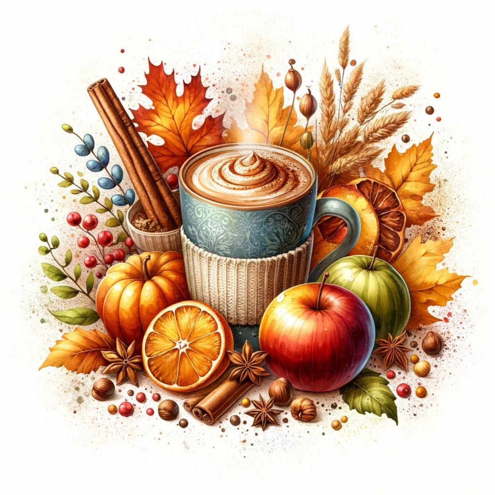 Autumn Hot Drinks Clipart Bundle, Hot Chocolate, Pumpkin Spice ...