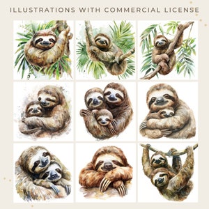 12 Adorable Sloths Clipart Bundle Cute Animal Clipart for DIY Projects ...