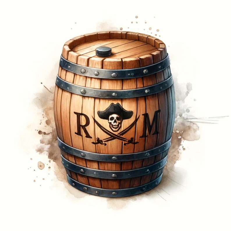 Pirate Barrel of Rum Clipart, Commercial Use Images for Junk Journal ...