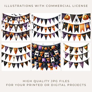 Halloween Bunting Clipart Set,halloween Watercolor Bundle for DIY ...
