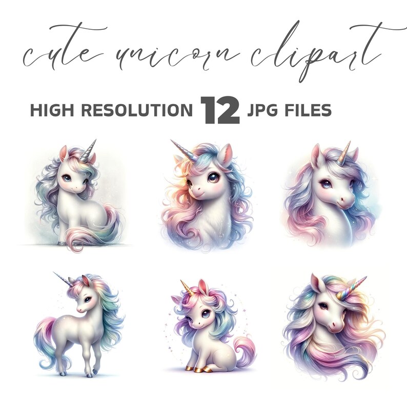 Magical Unicorn Clipart Collection,digital Clipart Pack for Nursery ...