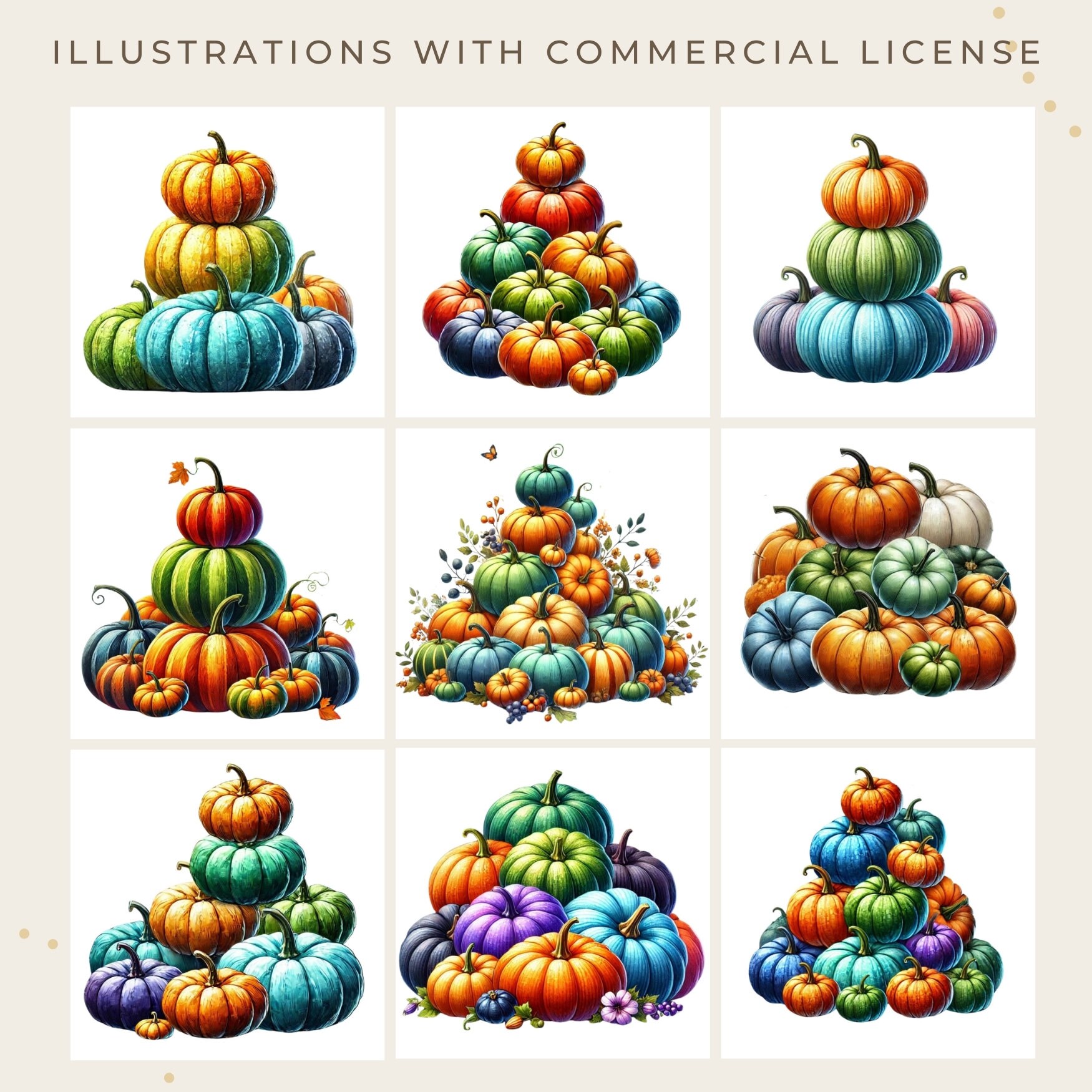 Colorful Pumpkin Stack Clipart for Fall Sublimation, Digital Download ...