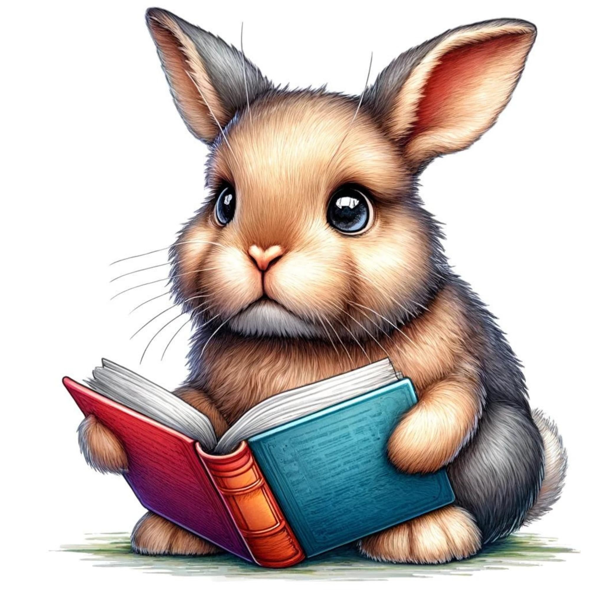 Bunny and Book Watercolor Clipart Bundle, Digital Download for ...