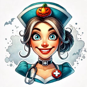 Funny Halloween Nurse Clipart Set, Digital Download for Junk Journals ...