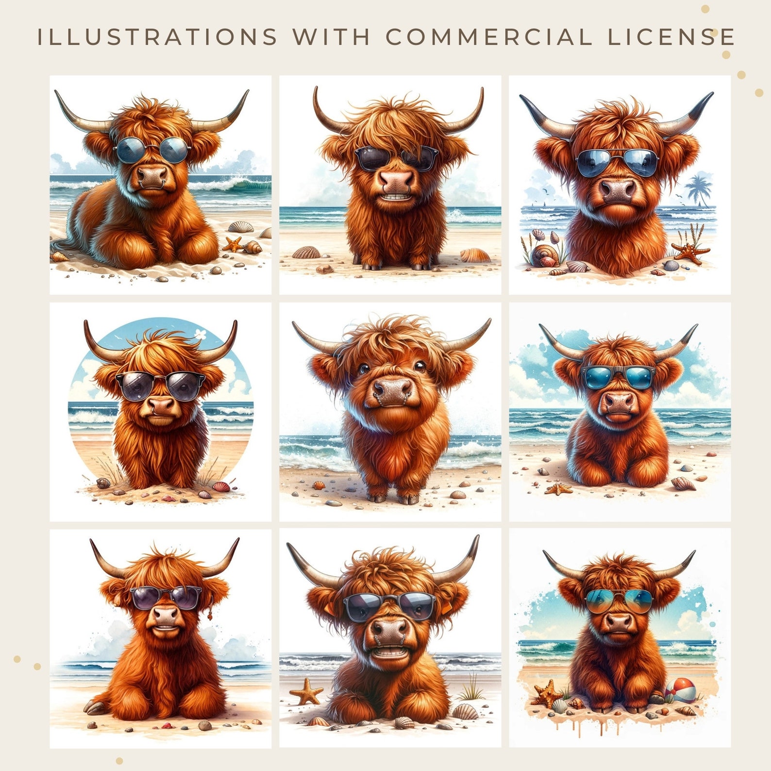 Funny Highland Cow on the Beach, Summer Vacation Junk Journal, Highland ...