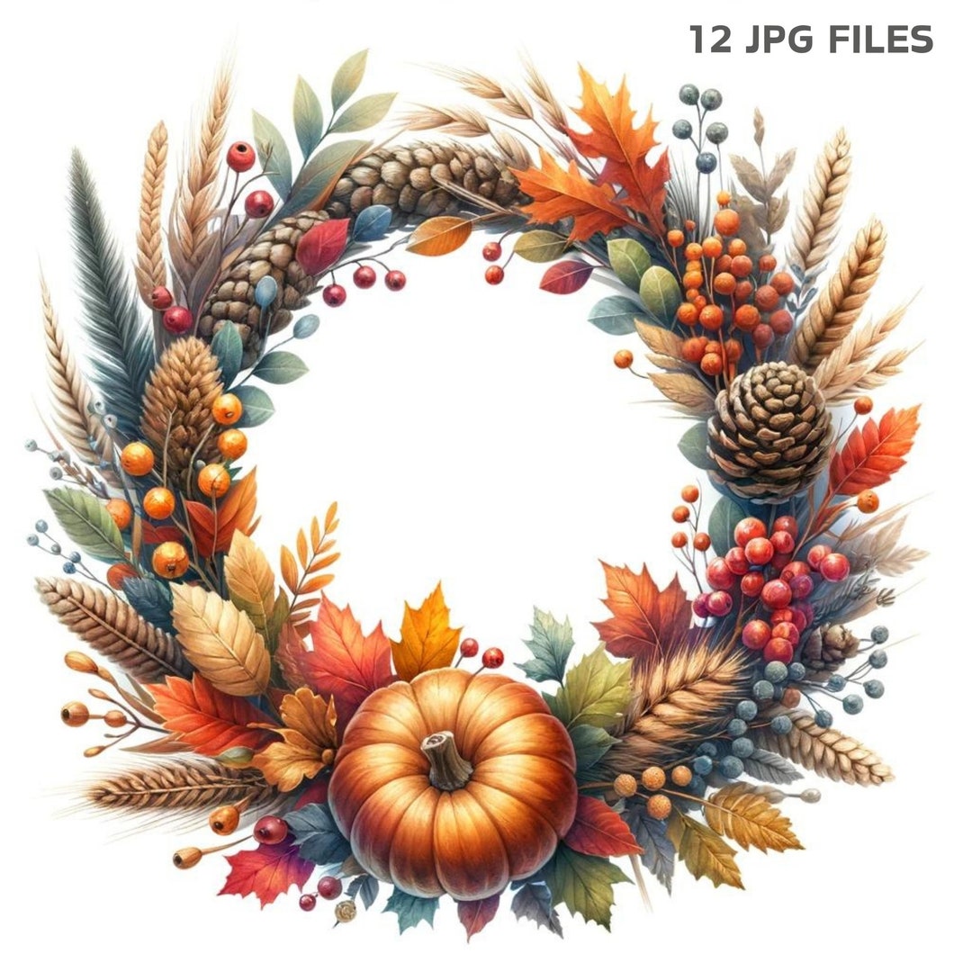 Fall Floral Frames Digital Clipart Set, Thanksgiving Junk Journaling ...