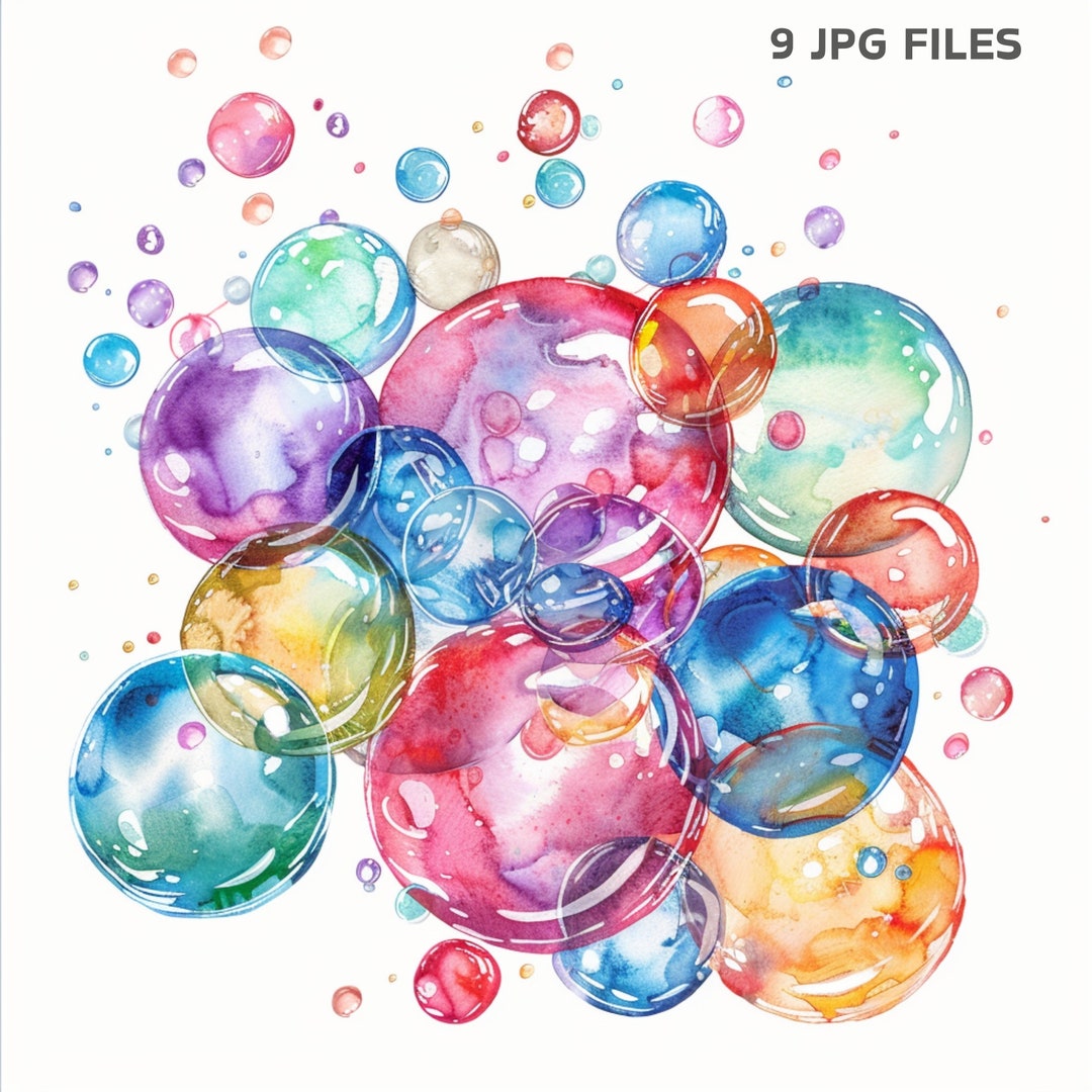 Watercolor Clipart, Bubbles Illustration, Kids Clipart, Scrapbook ...