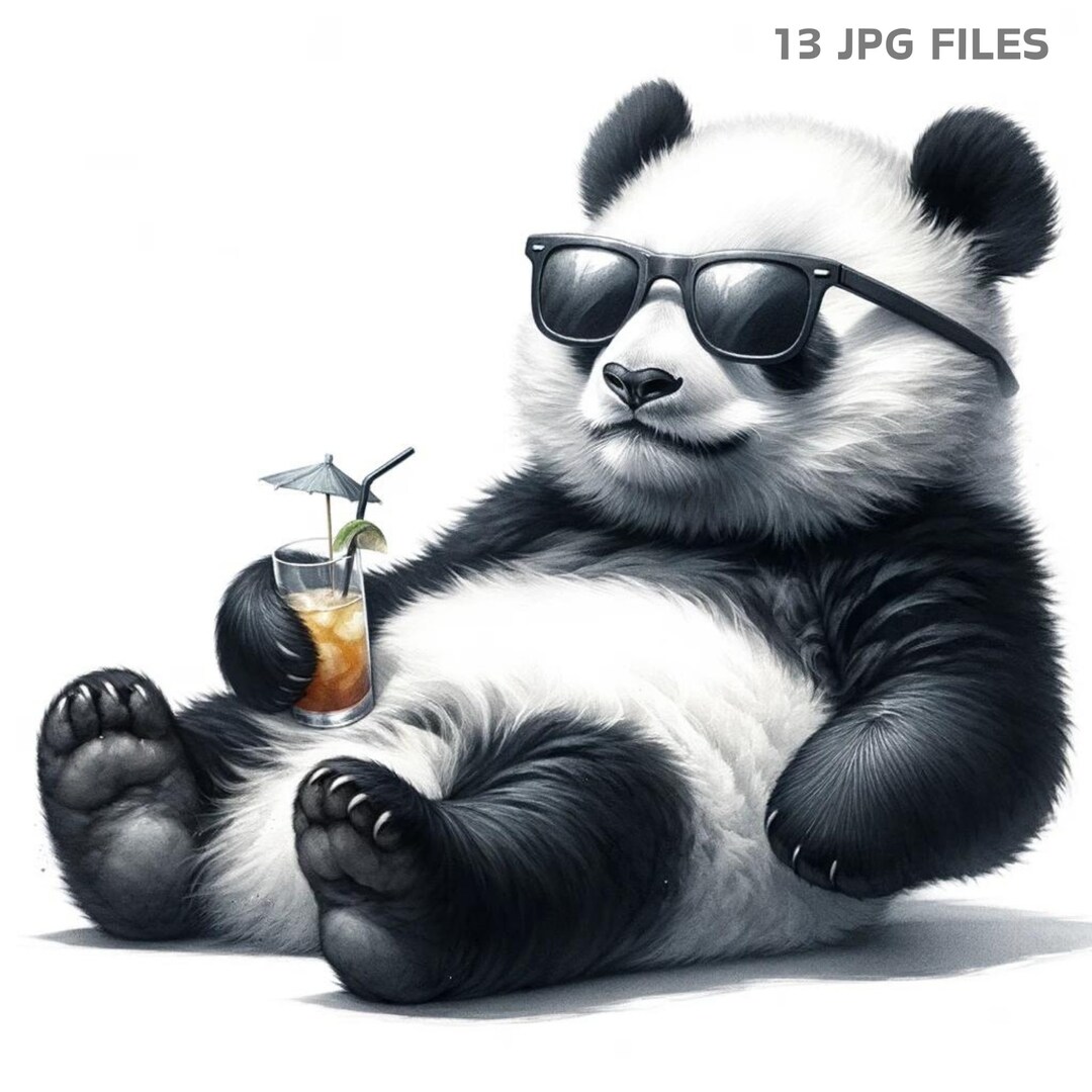 Chilled Panda Clipart, Instant Download for Digital Crafting ...