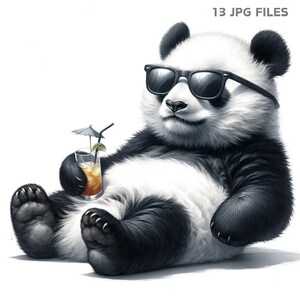 Chilled Panda Clipart, Instant Download for Digital Crafting ...