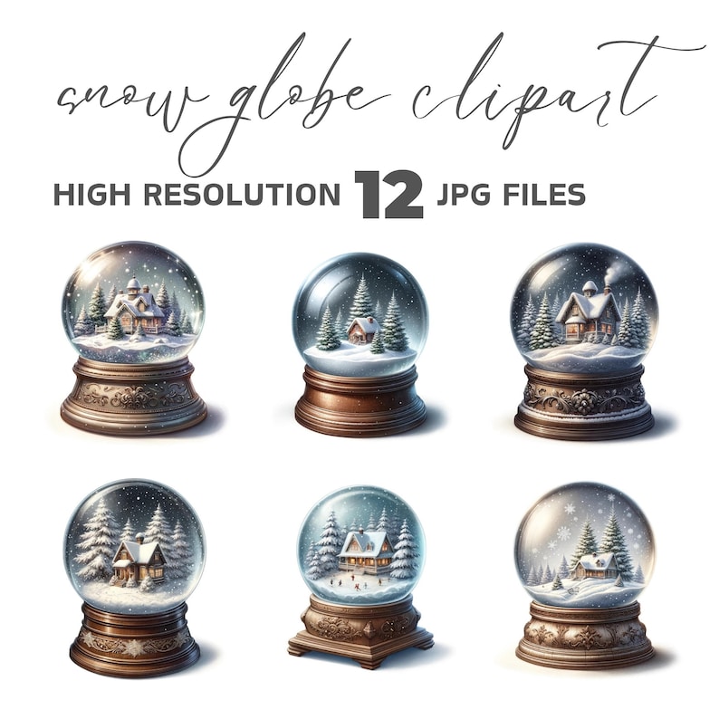 Snow Globe Clipart, Winter Clipart, Merry Christmas Printables, Winter ...