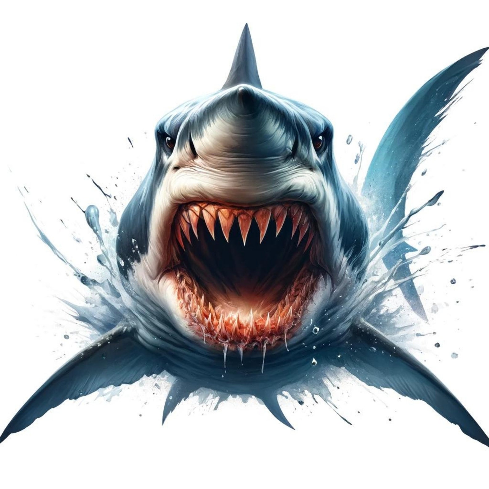 Angry Shark Digital Clipart, Ocean Designs for DIY Projects and Digital ...