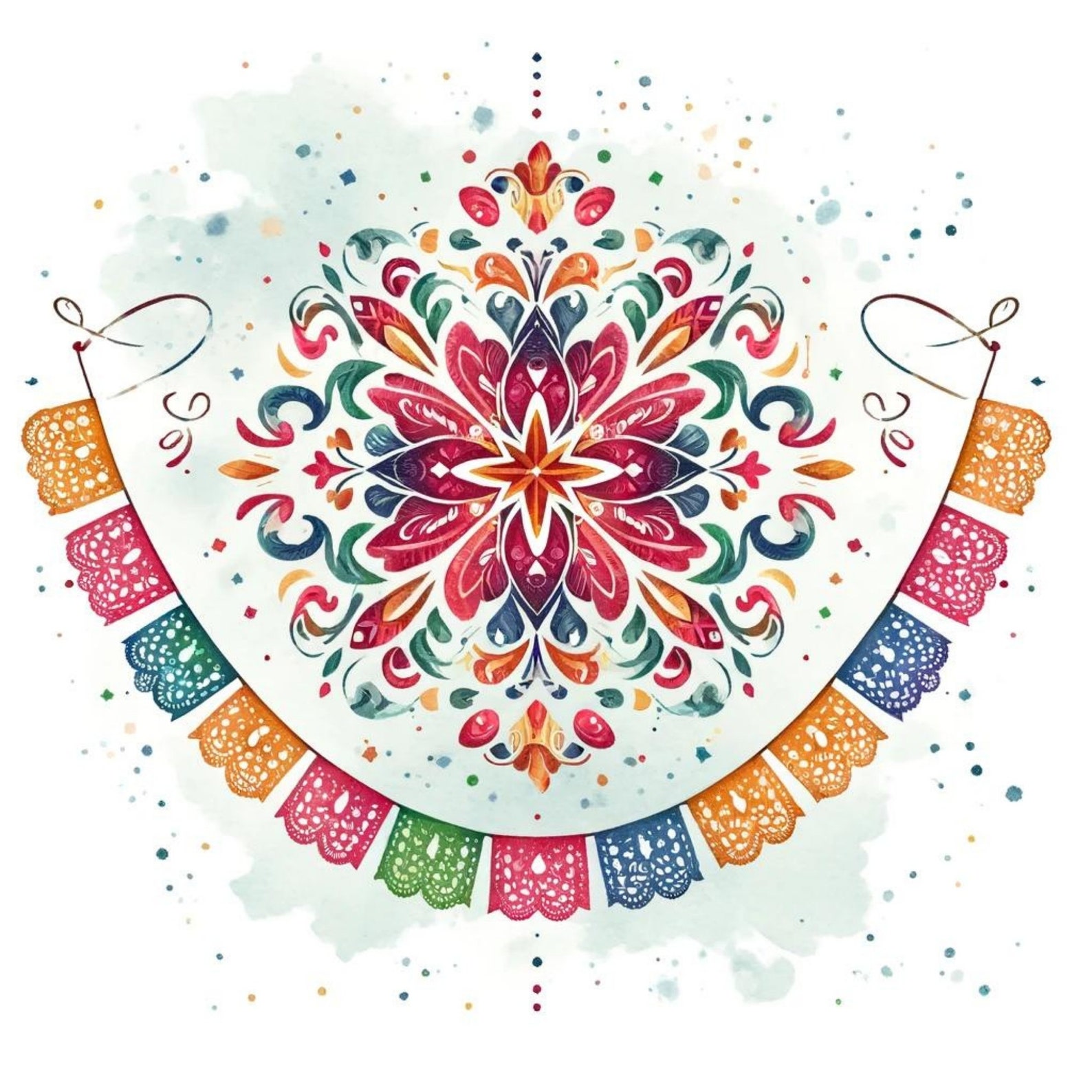 Papel Picado Clipart Set, Mexican Folk Art, Dia De Muertos, Digital ...