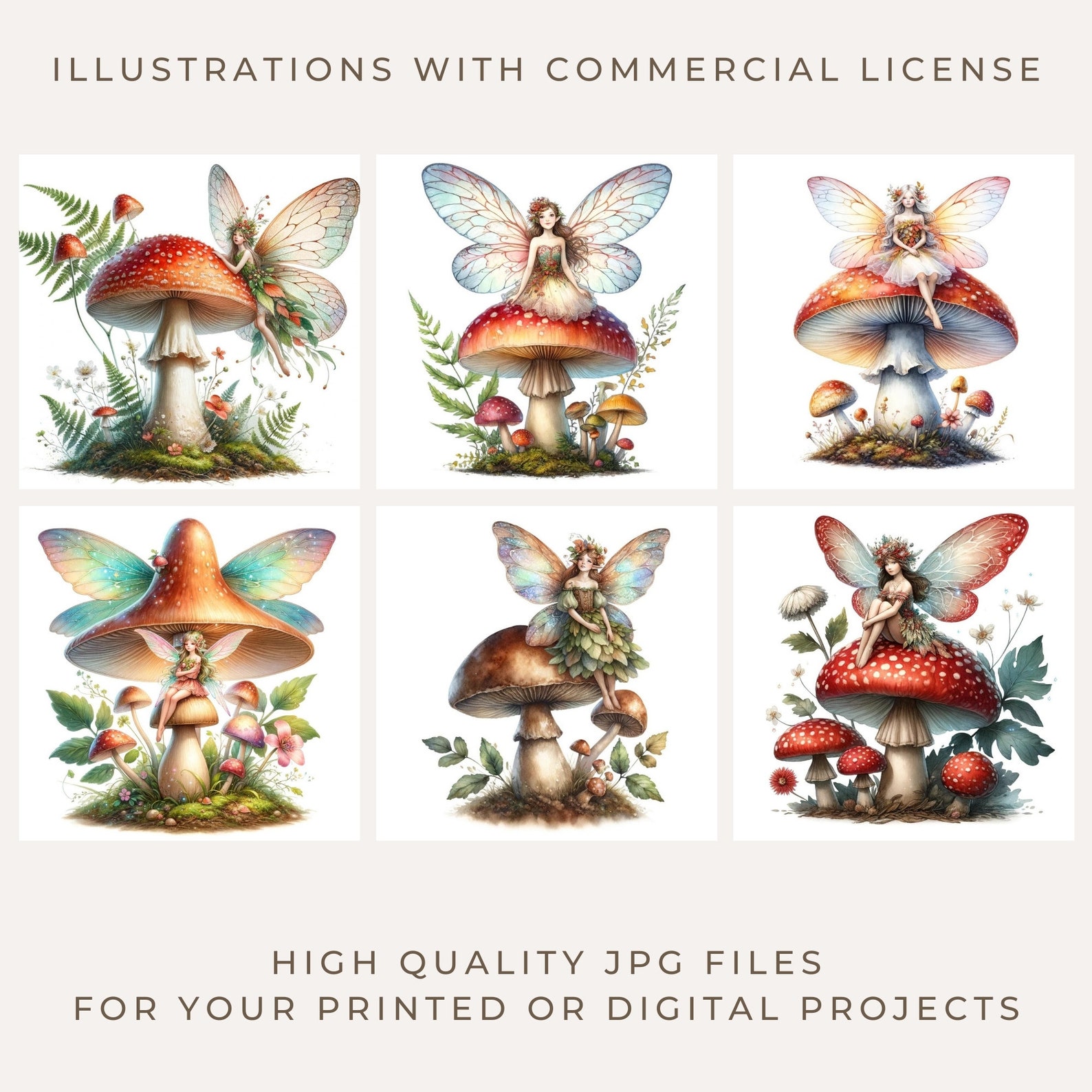 Magical Mushroom Fairy Garden Clipart, Enchanted Fairy Birthday Clipart ...