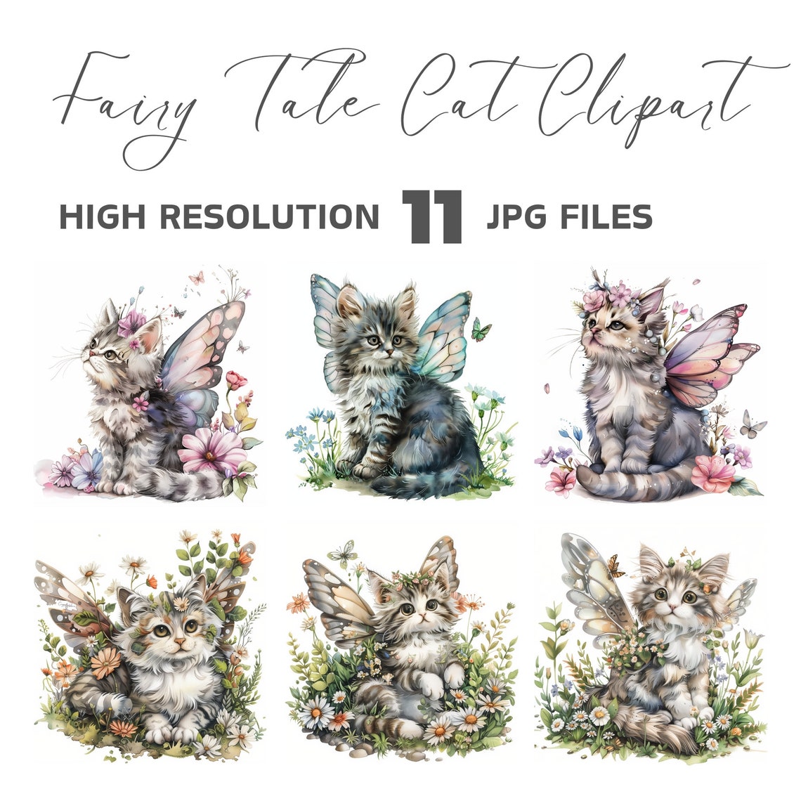 Fairy Cat Clipart for Mystical Junk Journals, Instant Download ...